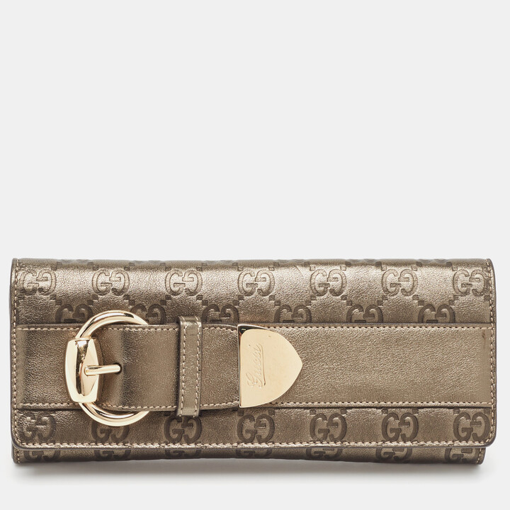 Gucci Metallic Guccissima Leather Buckle Continental Wallet - ShopStyle