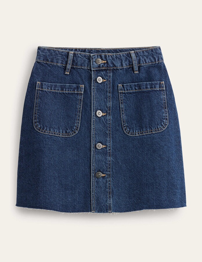 Boden Button Through Denim Mini - ShopStyle