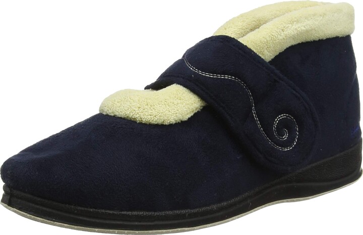 Padders Hush Wide EE Fitting Womens Memory Foam Slippers - Navy - UK9 ...