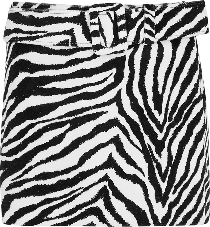 Alessandra Rich Zebra-print Velvet Mini Skirt - Black And White - 12 ...