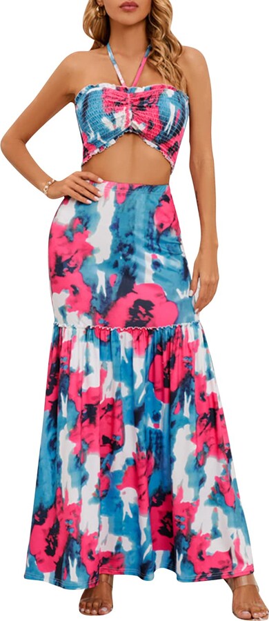 Gissroys Floral Maxi Dress Maxi Dress Maxi Dress Beach Maxi Skirt Set ...