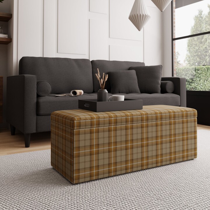 Dunelm Oswald Check Ottoman Storage Bench Natural Oswald Wingback ...