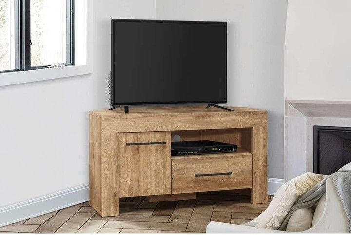 Oak Corner TV Unit Wide Birlea Compton Widescreen Entertainment Unit ...