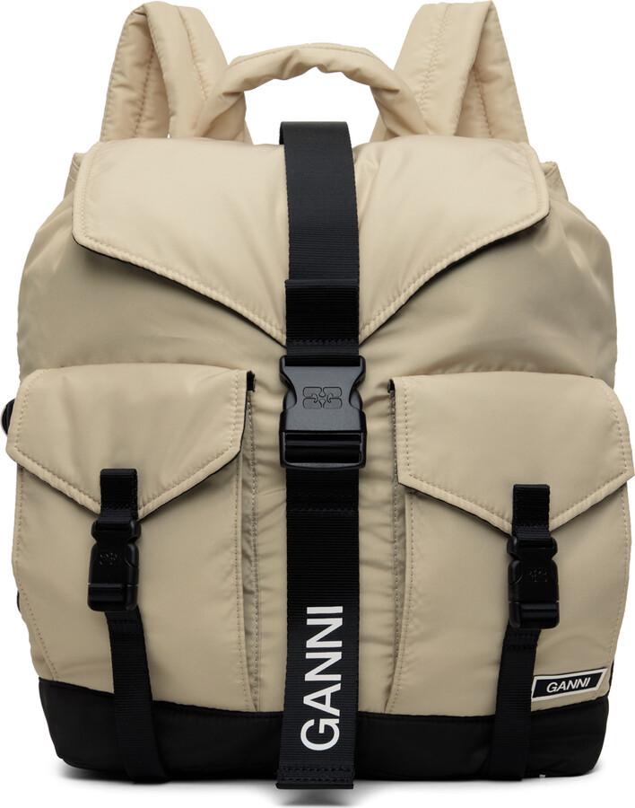 Ganni Beige Tech Backpack - ShopStyle