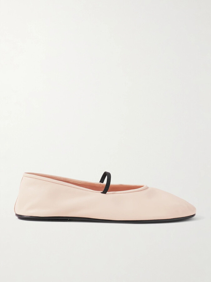 The Row Elastic Leather Ballet Flats - Ecru - ShopStyle