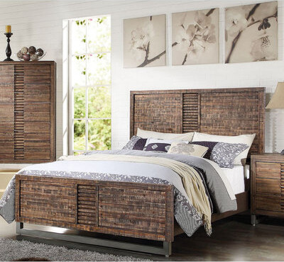 Loon Peak Andria Queen Bed With Inset Drawers And Metal Legs, A Stylish ...