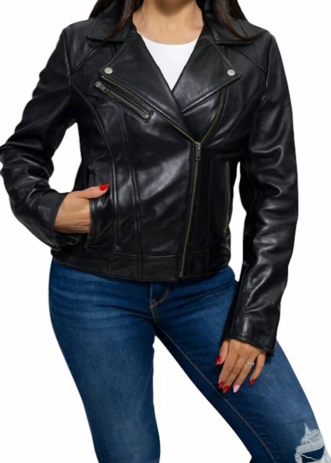 Walter Baker Genuine Leather Rock Star Jacket In Black - ShopStyle
