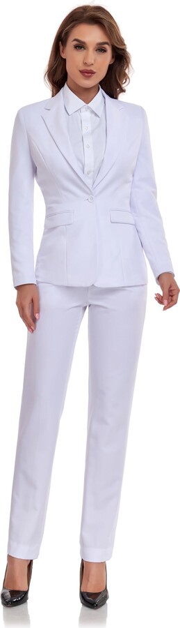 Rescay Women's 2 Piece Office Work Suit Set One Button Slim Fit Blazer ...