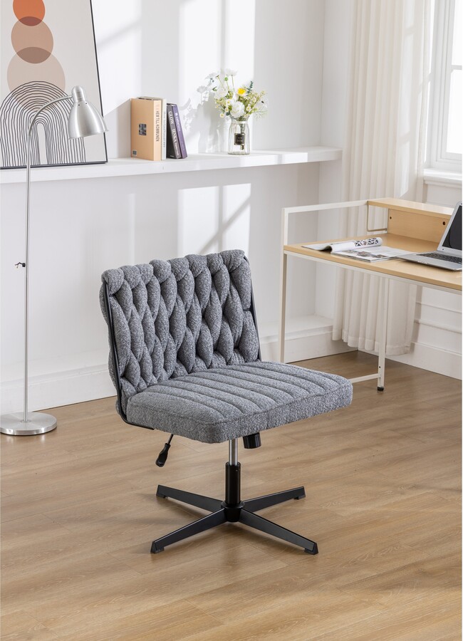 Aoolive Armless Desk Chair, Adjustable Office Chair, No Wheels Reading ...