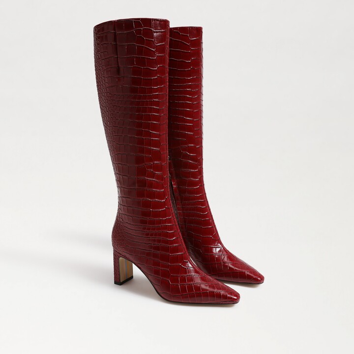 Sam Edelman Sylvia Wide Calf Knee High Boot Scarlet Cherry Leather ...