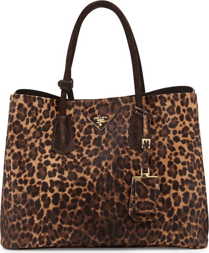 Prada cavallino twin pocket pocket bag leopard - ShopStyle