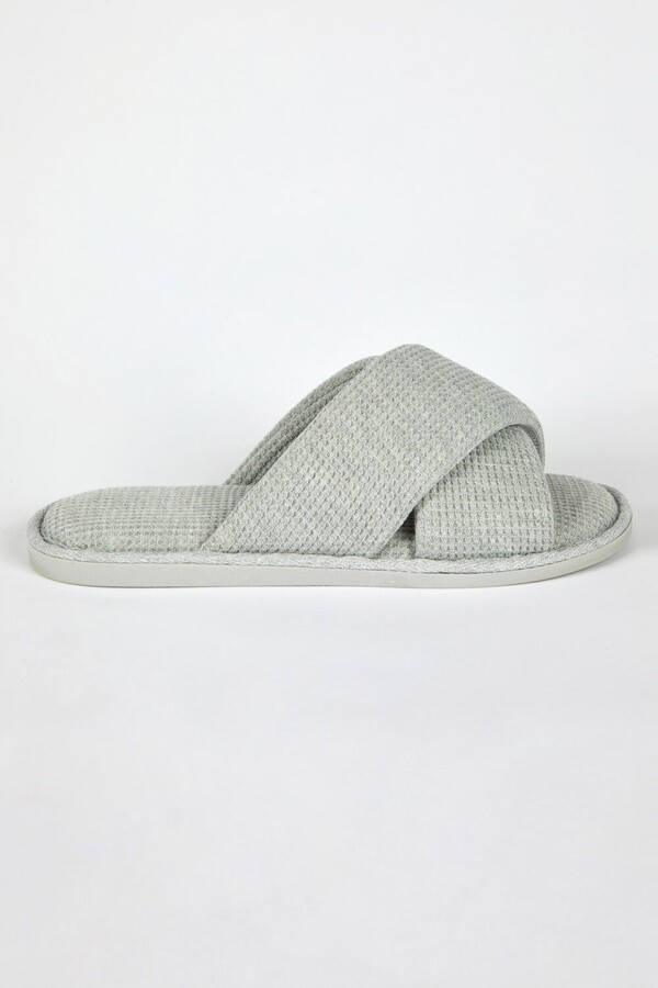 Roman Originals Waffle Crossover Slipper in Grey - ShopStyle