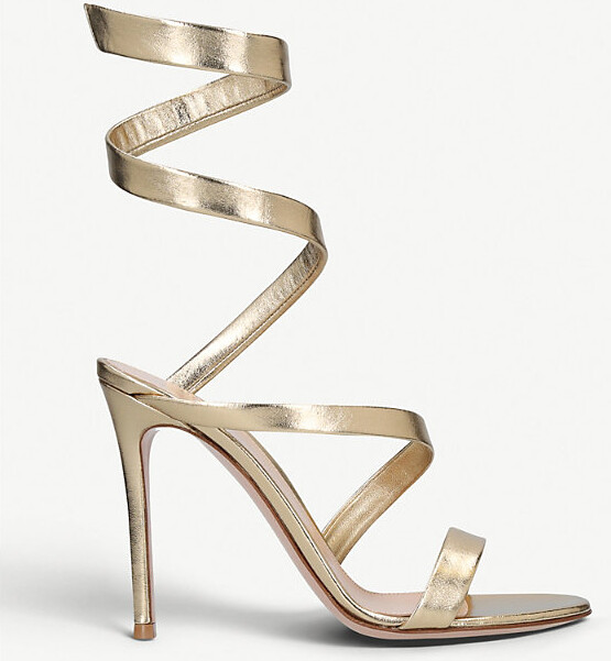 Gianvito Rossi Womens Gold Opera 105 Leather Heeled Sandals - ShopStyle