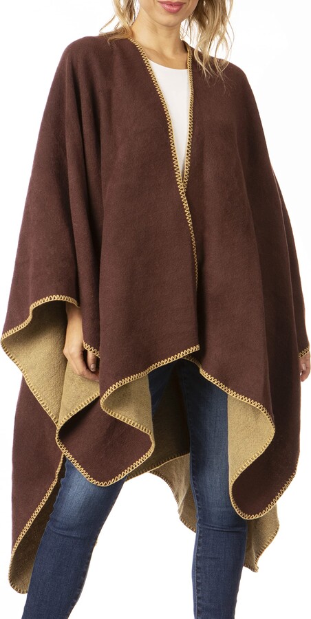 Sakkas 1930 - Mari Women's Reversible Large Poncho Shawl Wrap Scarf ...
