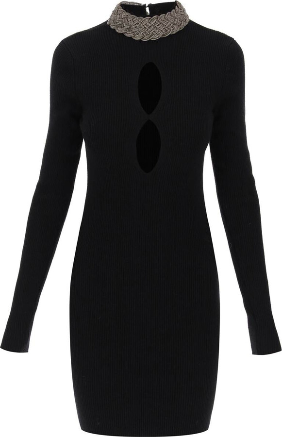 Giuseppe di Morabito knitted mini dress with jewel collar - ShopStyle