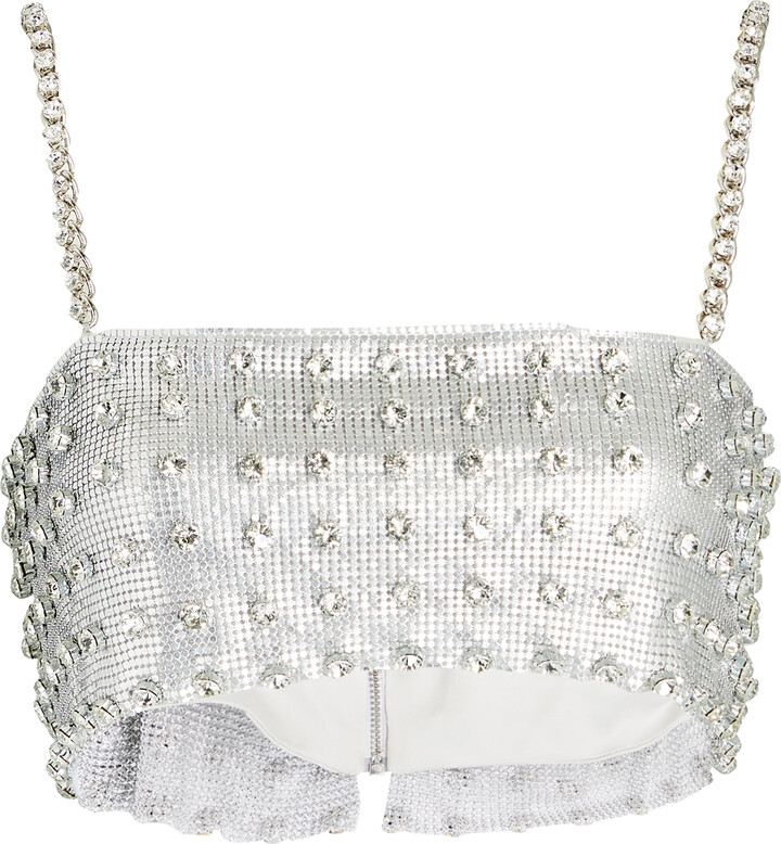 retrofete Kauren Crystal-Embellished Chainmail Crop Top - ShopStyle