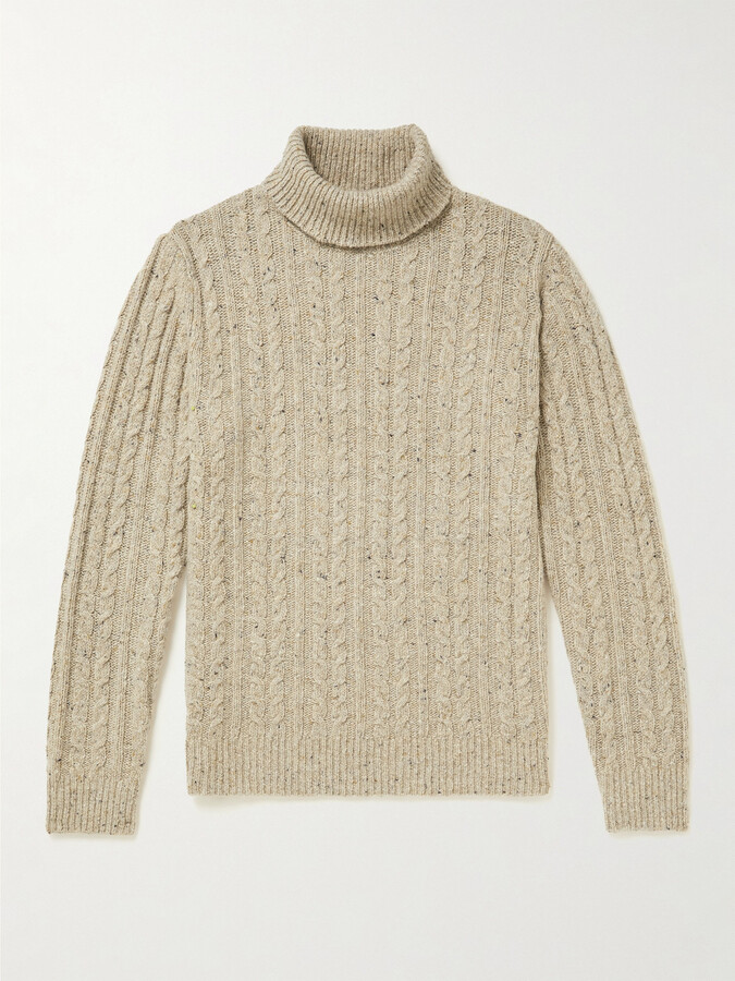 Hartford Cable-Knit Donegal Wool-Blend Rollneck Sweater - ShopStyle