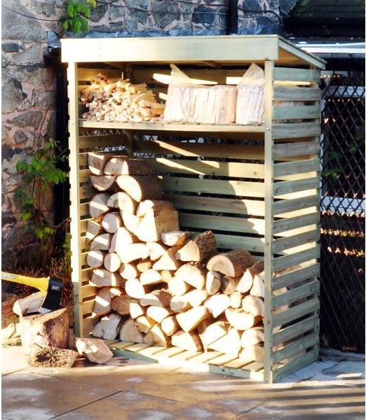 Samuel Alexander Large Wooden Garden Log Store Shed with Shelf 156cm x ...