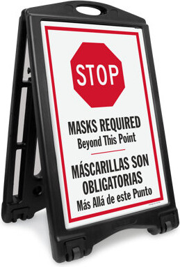 SmartSign STOP Mask Required Beyond This Point Bilingual Portable ...