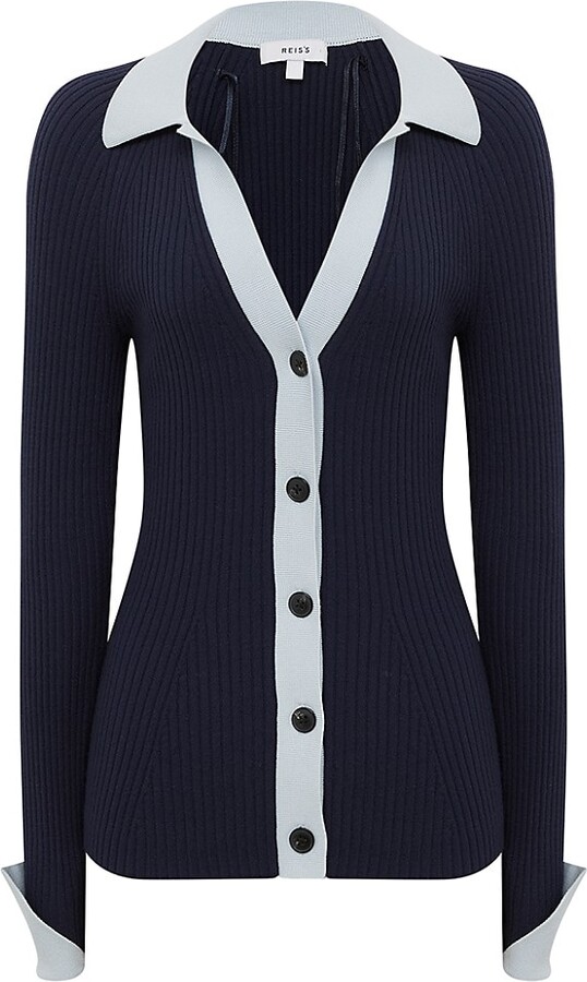 Reiss Alicia Rib-Knit Buttoned Top - ShopStyle
