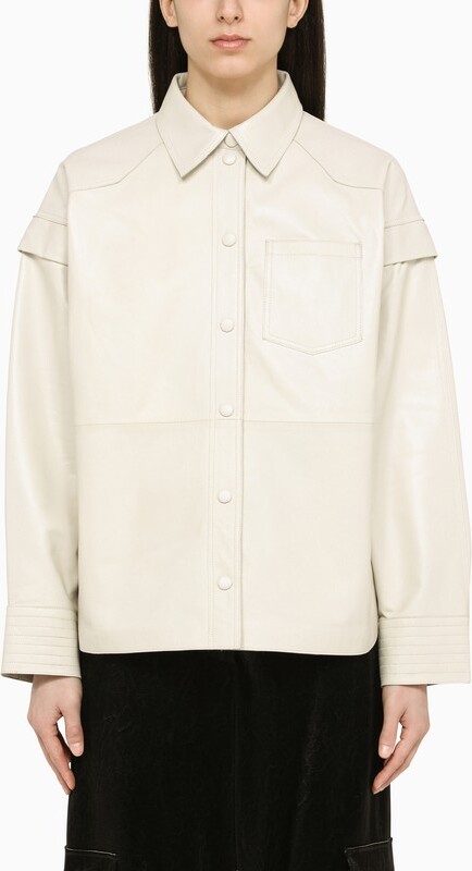 SWD by S.w.o.r.d. Pearl leather shirt-jacket - ShopStyle Tops