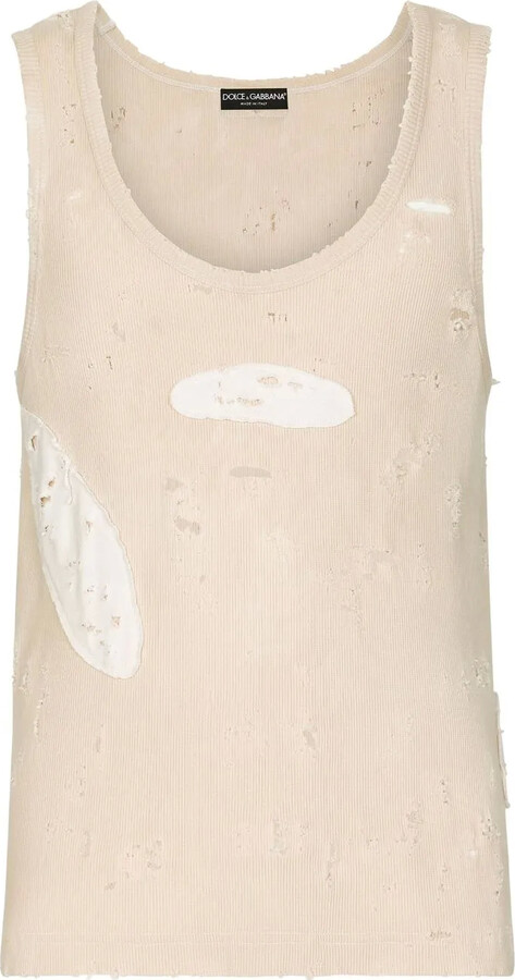 Dolce & Gabbana Ribbed Ripped Vest - ShopStyle Shirts