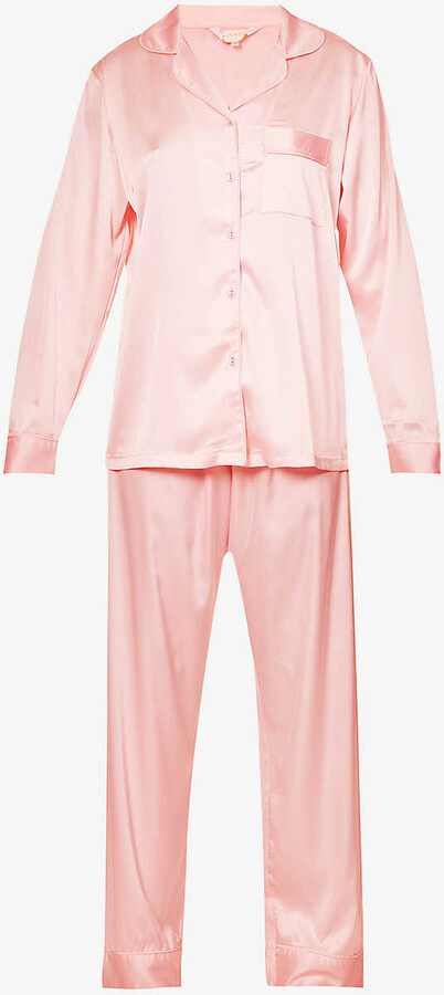 THE NAP CO Tonal piped relaxed-fit stretch-satin pyjama set - ShopStyle ...