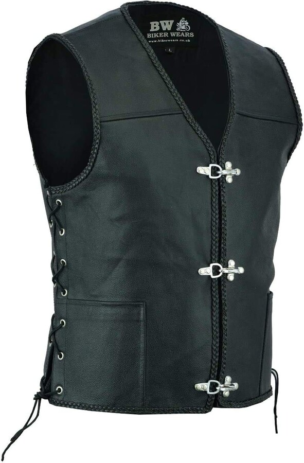 Biker Wears Men’s Motorbike Motorcycle Real Leather Button Side Laced ...