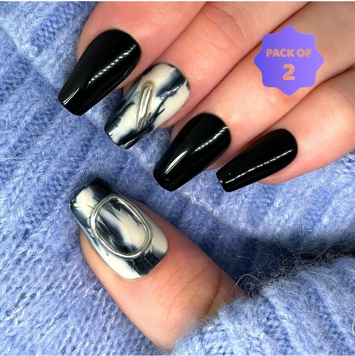 Chipped 2 Pack No Rest For The Wicked Reusable Nfc-Tech Press-On Nails ...