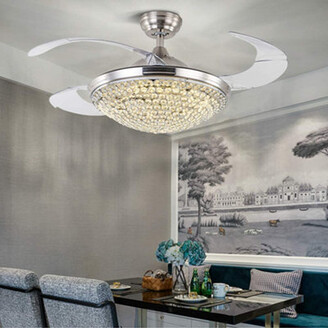 Mercer41 42" Modern Ceiling Fan With Light Crystal Chandelier ...