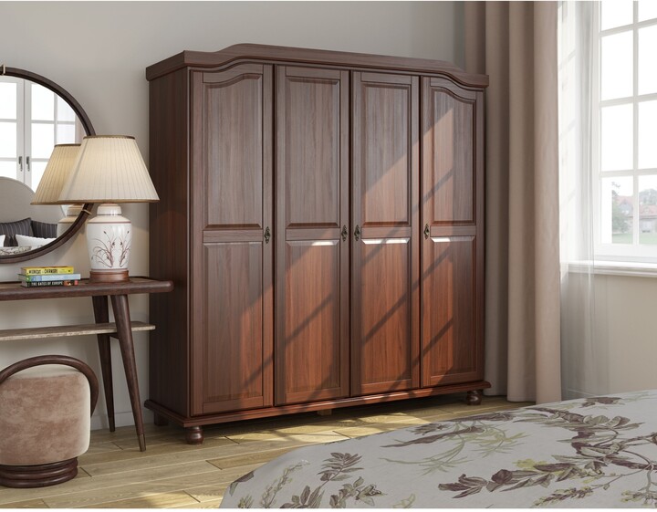 Palace Imports Kyle 4-Door 100% Solid Wood Wardrobe, Mocha - ShopStyle ...