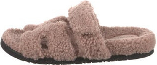 Hermes Shearling Chypre Slides Faux Fur Slides - ShopStyle