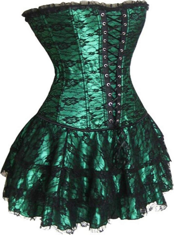 JOYOTER Sexy Women Lace up Corset Dress Gothic Clubwear Slim Steampunk ...