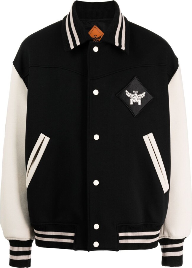 MCM Essential logo-appliqué varsity jacket - ShopStyle