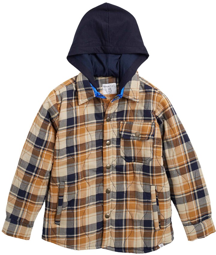 Sovereign Code Grid Hooded Plaid Quilted Shirt Jacket - ShopStyle