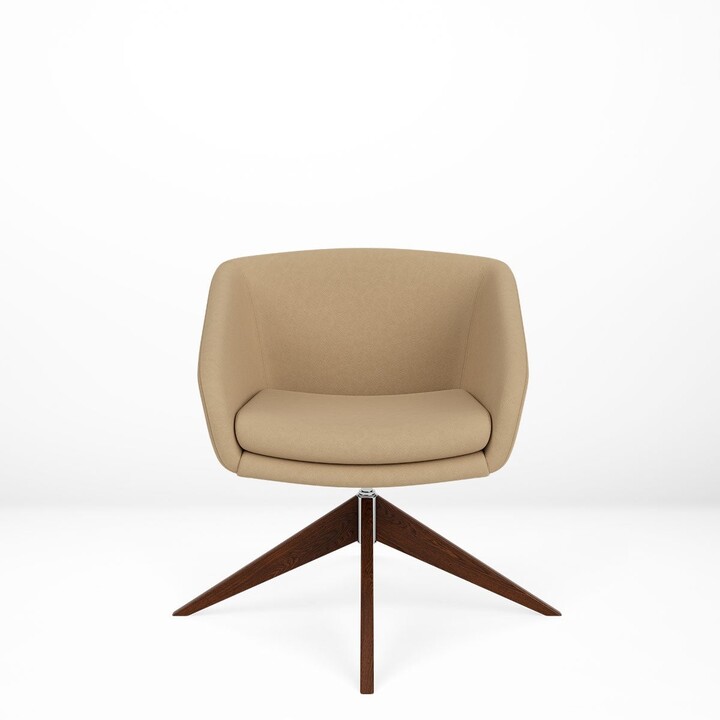 Via Seating Edge Geniune Leather Swivel Chair with Wood Base, Contract ...