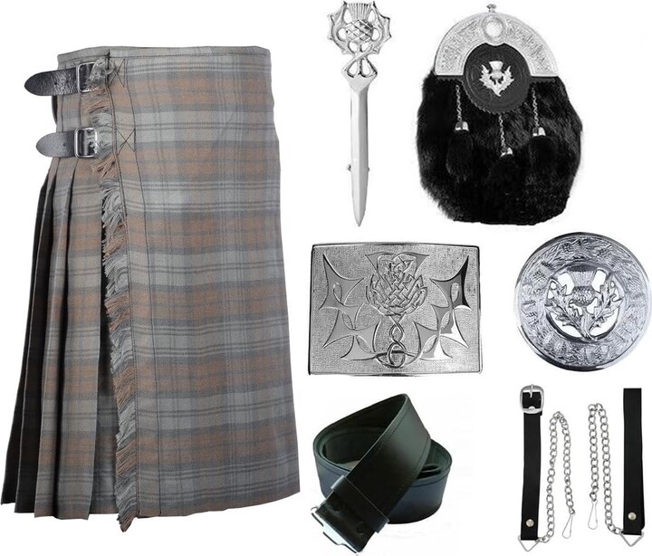 Bingo Sale New Traditional Scottish Kilt Set Black Watch Weathered Kilt ...
