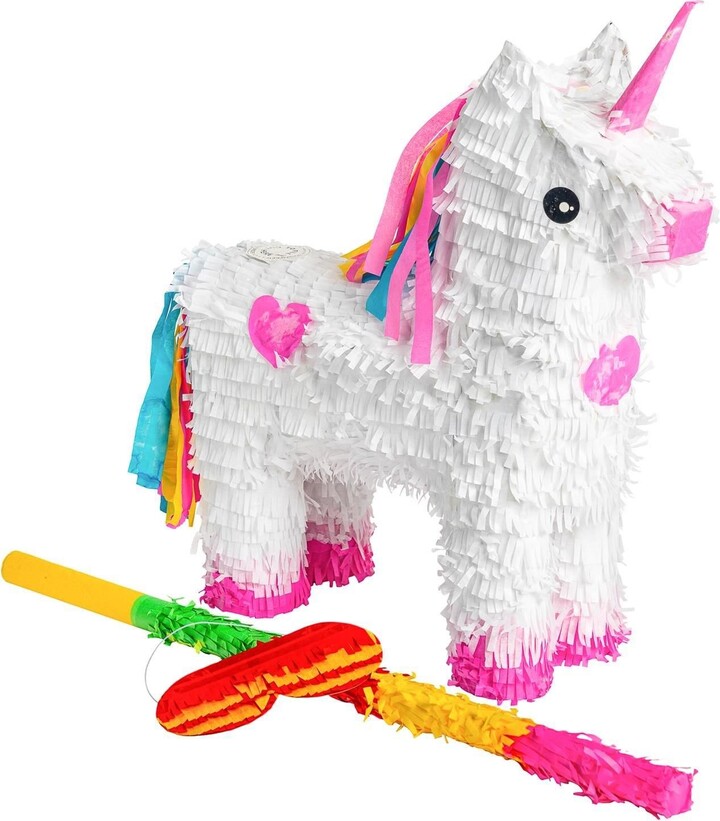 Fax Potato Pinatas Unicorn Cardboard Pinata, Stick and Blindfold Set ...