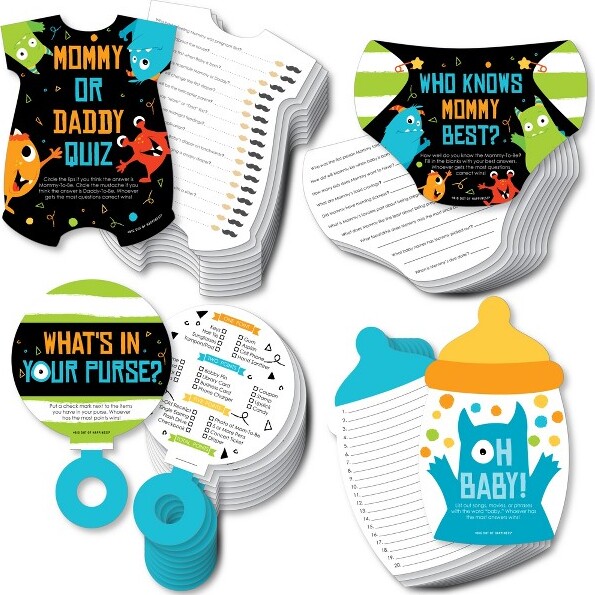 Big Dot of Happiness Monster Bash - 4 Little Monster Baby Shower Games ...