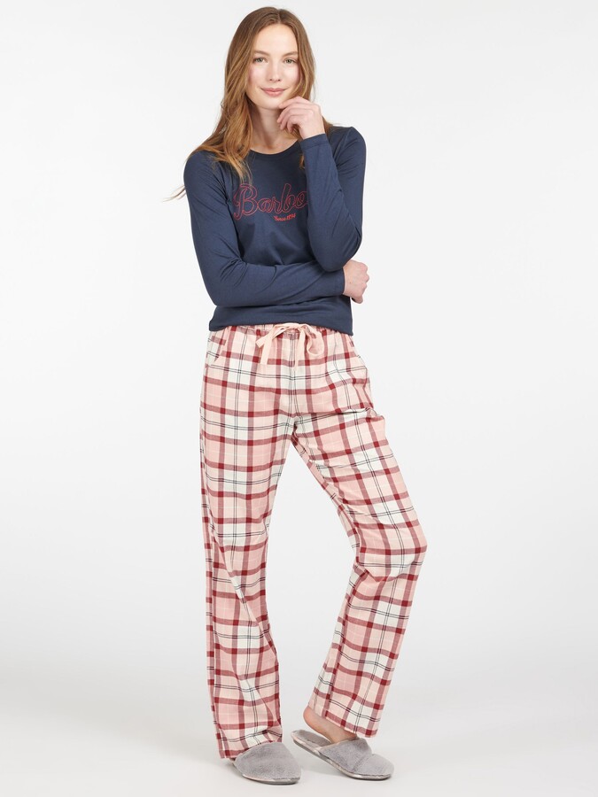 Barbour Phoebe Tartan Long Sleeve Family Pyjama Set, Blue/Pink Tartan ...