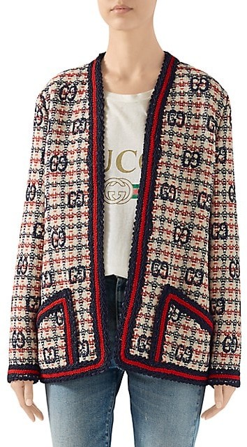 Gucci GG Fancy Check Tweed Cardigan - ShopStyle