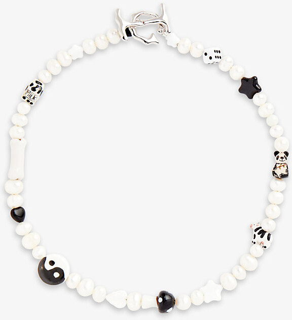 Ian Charms Mens Multi The Landon Mens Pearl-embellished Beaded Necklace ...