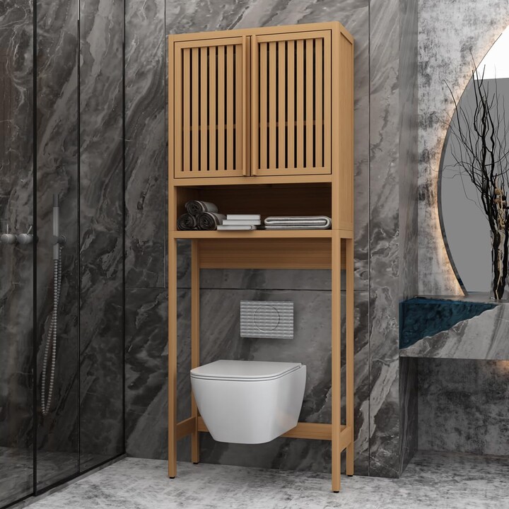 ChicFurnit Toilet Rack with Bamboo Finish Storage Cabinet - ShopStyle