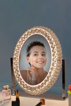 Living and Home Light Luxury Hollywood Smart Desk Mirror With 3 Color ...