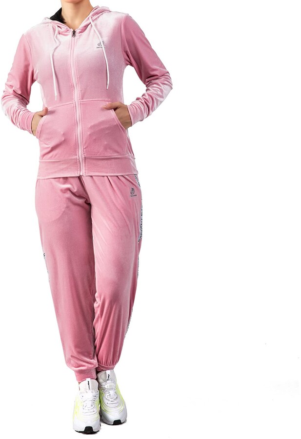 Zimaoshan Women's Sports Suit Sets 2 Pieces Long Sleeve Velvet Zip ...