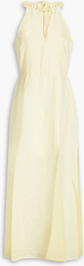 120% Lino Chiffon-paneled cutout linen maxi dress - ShopStyle