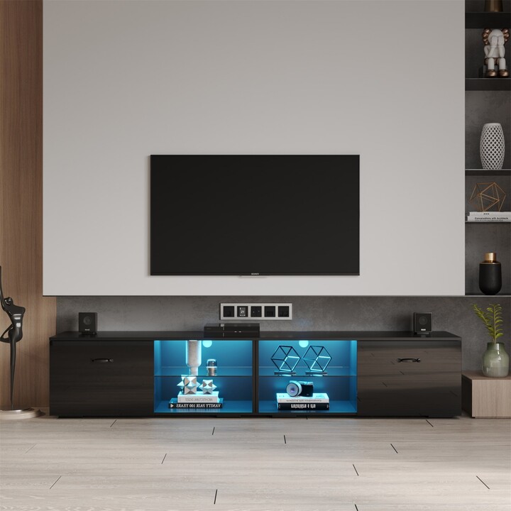 TONWIN TV Cabinet TV Stand with LED Storage Drawers Media Console Table ...