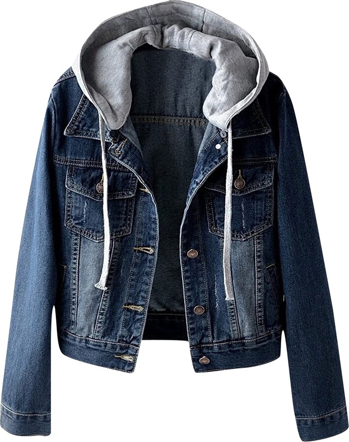 kosopse Women's Oversize Denim Jacket with Hood - Denim Jacket Women's ...