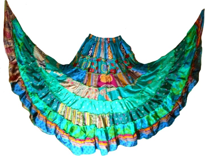 Generic 9 Yard Maxi Bohemian Frill Skirt Belly Dancing Coloured Banjara ...