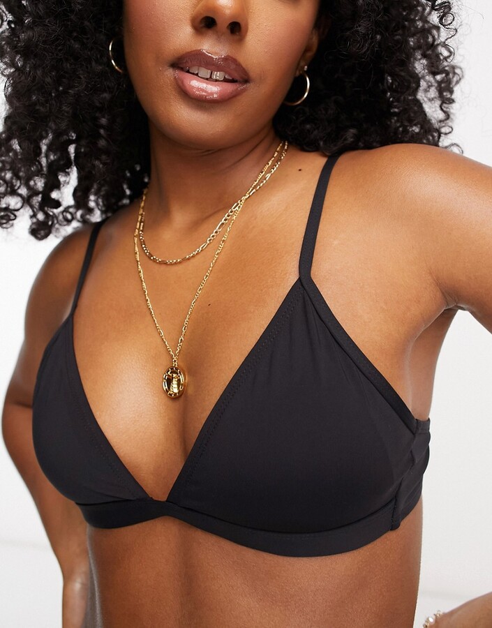 Stradivarius triangle bikini top in black - ShopStyle Two Piece Swimsuits